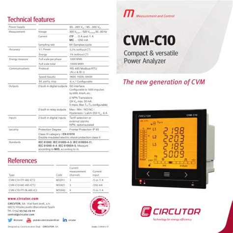 CVM C10 Compact Versatile Power Analyzer CIRCUTOR PDF Catalogs Technical Documentation