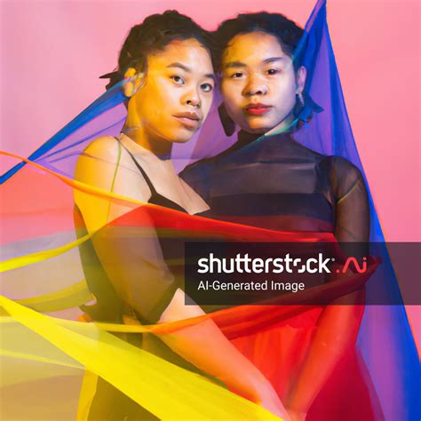 Two Lesbian Queer Women Wearing Colorful AI Generated Image Shutterstock