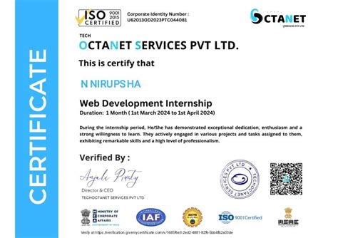 Octanetinternship Octanetservices Octanet Internship N Nirupsha
