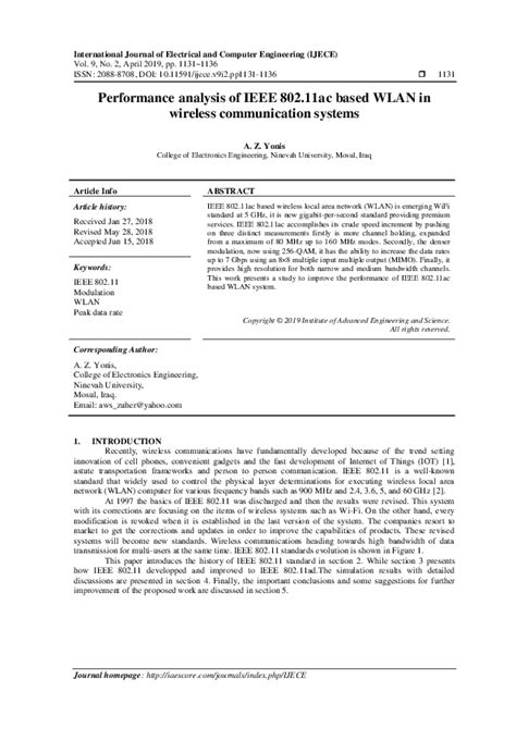 pdf performance analysis of ieee 802 11ac based wlan in wireless