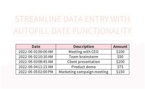 Optimize Data Entry With Autofill Date Functionality Excel Template Free Download Pikbest