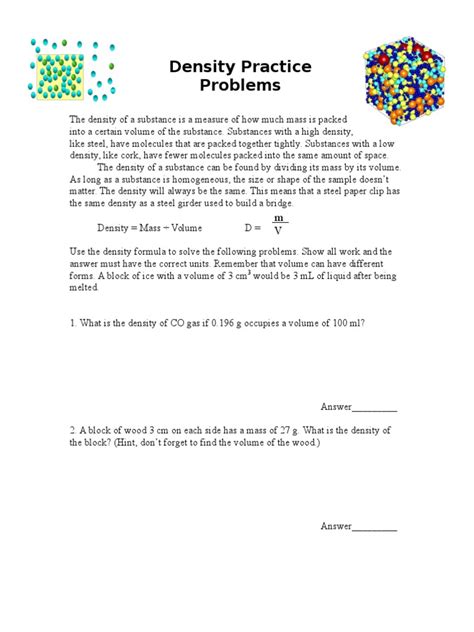 Density Problems 7 Pdf
