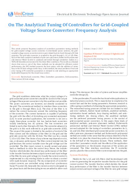 pdf on the analytical tuning of controllers for grid coupled voltage