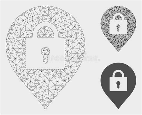 Locker Marker Vector Mesh Carcass Model And Triangle Mosaic Icon Stock