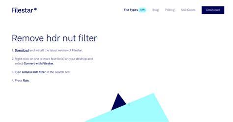 Filestar Remove Hdr Nut Filter