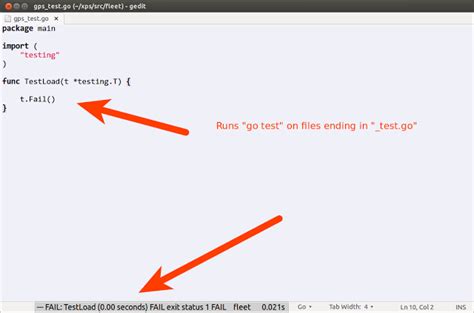write your go programs using gedit