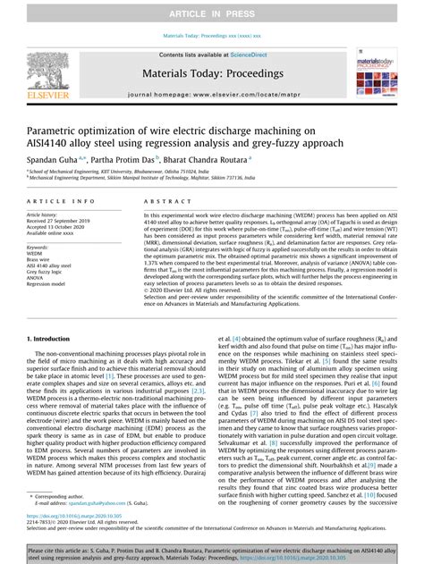Pdf Parametric Optimization Of Wire Electric Discharge Machining On