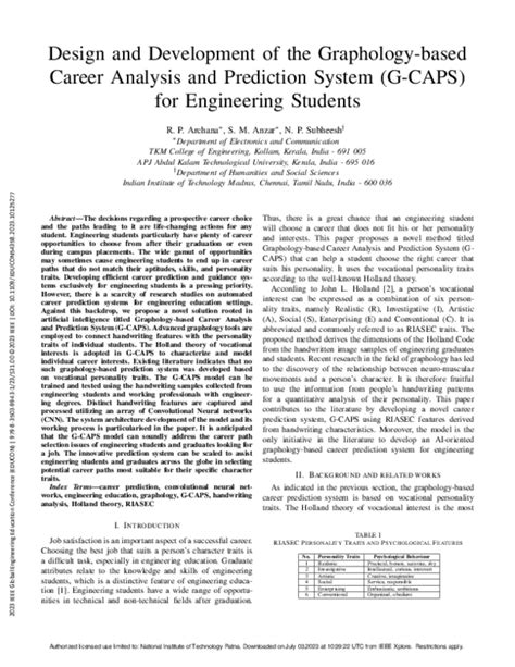 Pdf Design And Development Of The Graphology Based Career Analysis