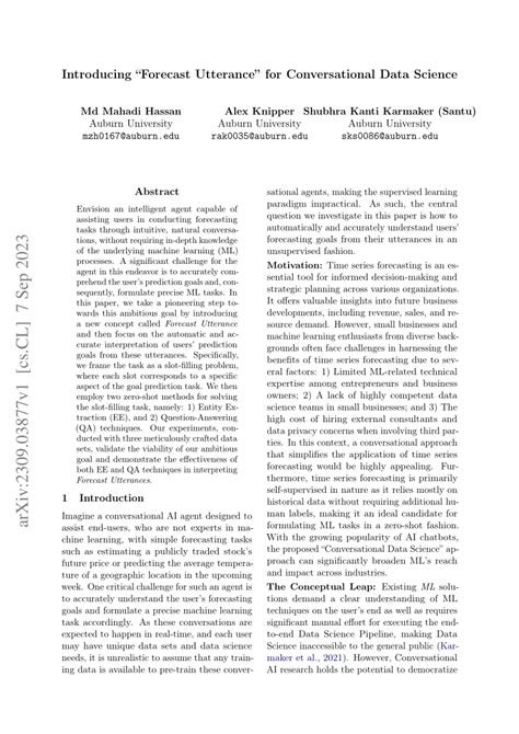 Pdf Introducing Forecast Utterance For Conversational Data Science