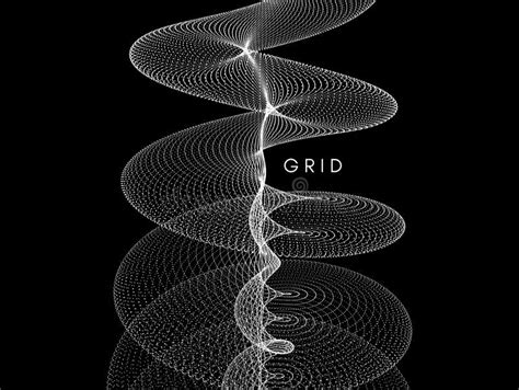 Spiral Array With Dynamic Particles Abstract Grid Design Stock Vector Illustration Of