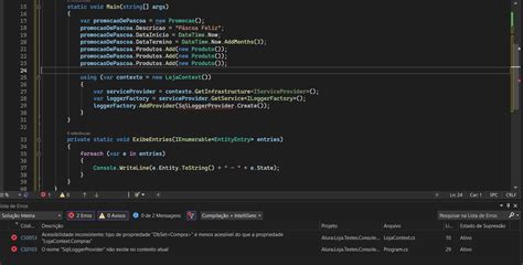 Erro De Compilação Entity Framework Core Banco De Dados De Forma