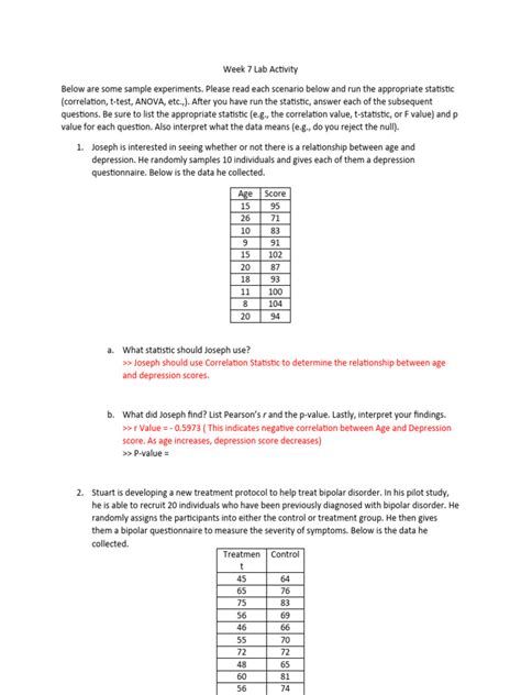 week 7 lab assignment answer pdf p value major depressive disorder