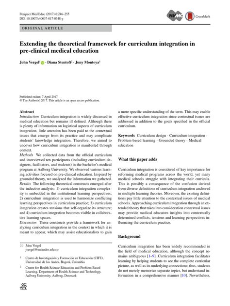 extending the theoretical framework for curriculum integration pdf