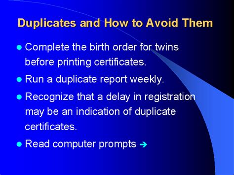 Duplicates And How To Avoid Them