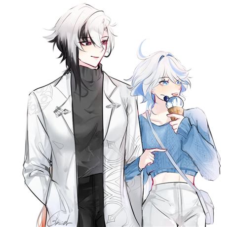 Furina And Arlecchino Genshin Impact Drawn By Glaciel Danbooru