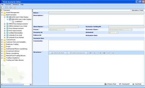 components of the rule scenario editor