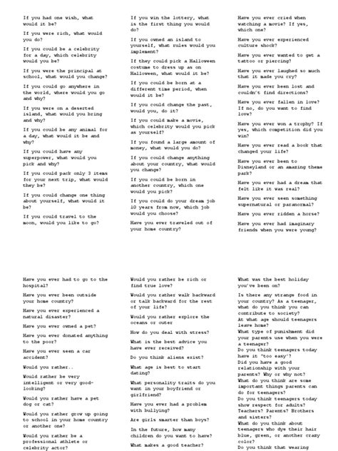 Esl Question Pdf Self Improvement