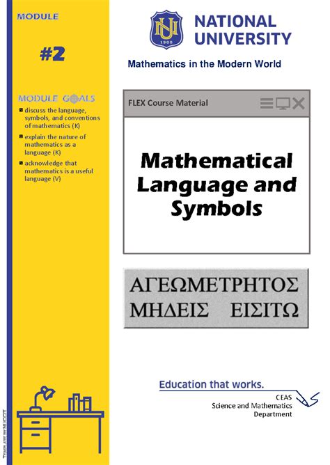 Mmw Chapter 2 Mathematics As A Language And Symbols Flex Course Material Mathematical Language