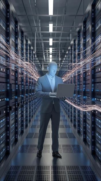 Futuristic 3d Concept Big Data Center Chief Technology Officer Using