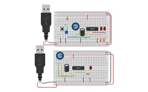 Circuit Design Práctica N°08 Circuito 7414 Oscillator Tinkercad