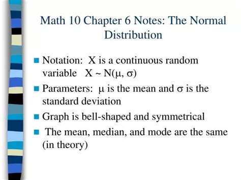 PPT Math Chapter Notes The Normal Distribution PowerPoint Presentation ID