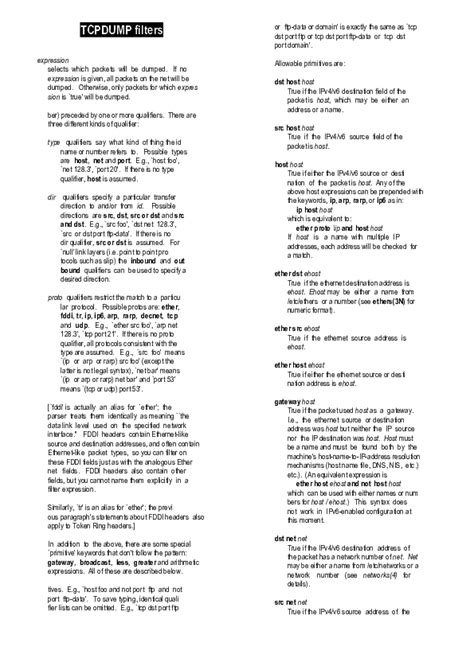 Pdf Tcpdump Filters