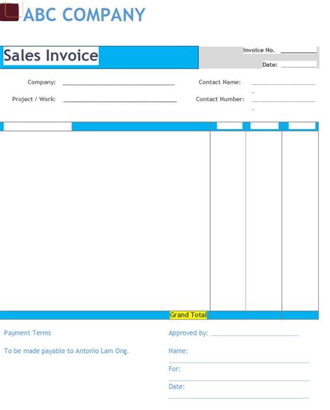 Sales Invoice Template Excel Word Template Artofit