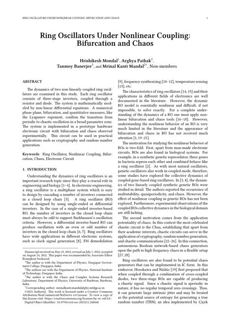 Pdf Ring Oscillators Under Nonlinear Coupling Bifurcation And Chaos