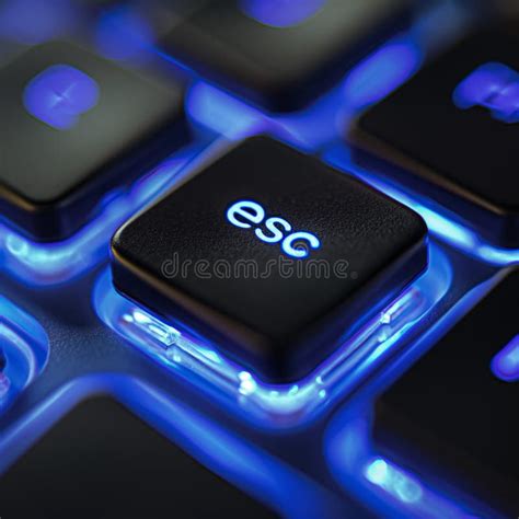 Escape Key On Backlit Keyboard Stock Photo Image Of Tech Blue