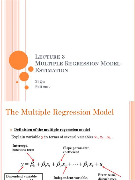 Lecture 3 Multiple Regression Model Estimation Pdf Multicollinearity Ordinary Least Squares