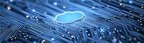 An Animated Cloud Computing Visual With Data Lines Leading To A Digital Cloud Icon Stock Image