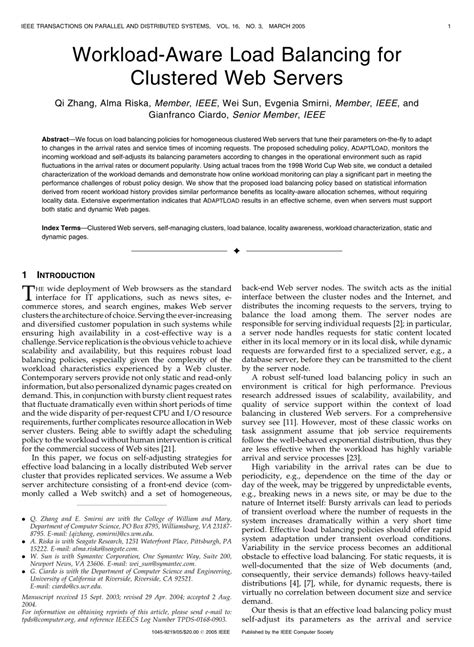 Pdf Workload Aware Load Balancing For Clustered Web Servers