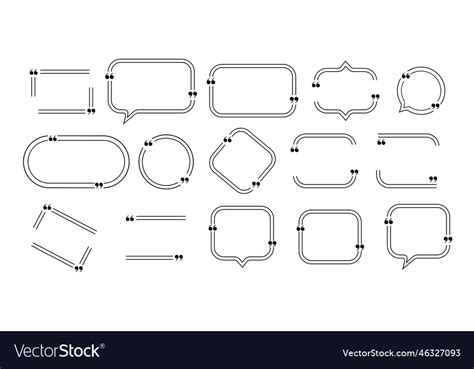 Quote Box Frames Set Isolated Bubble Speech Vector Image