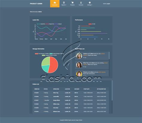 Product Admin Free HTML CSS Template Flashiat