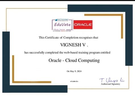 Cloudcomputing Oraclecertified Careergrowth Learningjourney Vignesh V