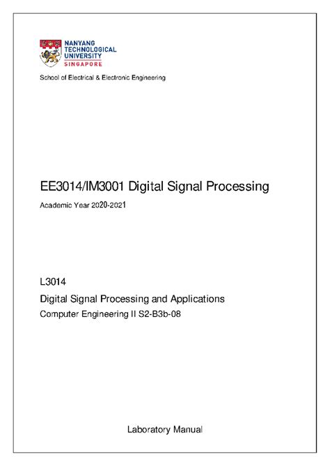 Digital Signal Processing Lab Laboratory Manual School Of Electrical