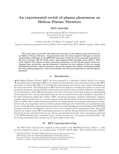Pdf An Experimental Revisit Of Plasma Phenomena On Helicon Plasma Thrusters
