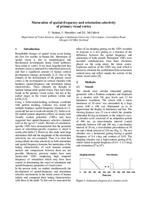 Pdf Maturation Of Spatial Frequency And Orientation Selectivity Of Primary Visual Cortex