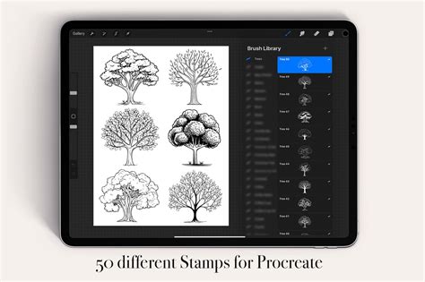 Tree Procreate Stamps Brushes Procreate Landscape Etsy