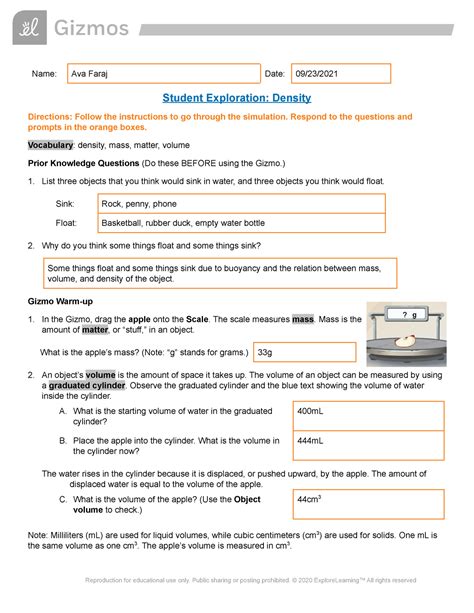 Exploring Density Chemistry Lab at Lynette Krause blog