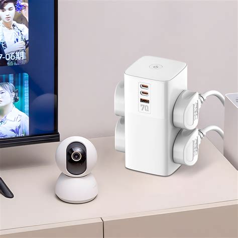 Smart 70w Usb Power Strip Extension Socket Tower Vertical Power Strip Cord 2m With Pd Type C