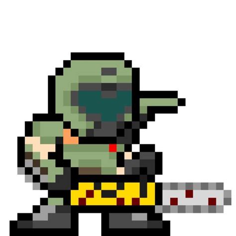 Doom Slayer Chainsaw Arte Em Pixels Desenho Pixel Arte