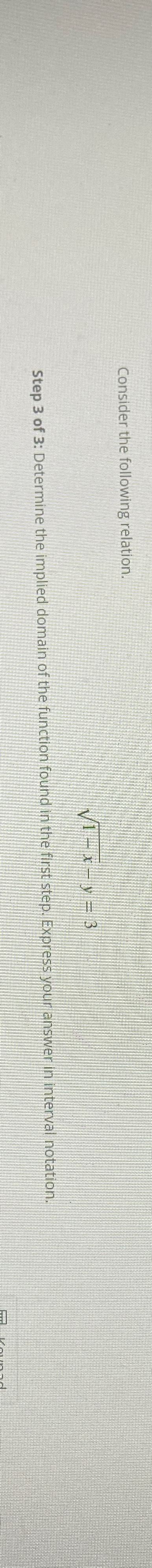 Solved Consider The Following Relation 1 X2 Y 3step 3 ﻿of 3