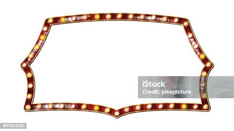 레트로 빌보드 벡터입니다 현실적인 빛 램프 프레임입니다 3 차원 전기 빛나는 요소 빈티지 골든 네온 빛 조명 카니발 서커스 카지노 스타일입니다 고립 된 그림 엔터테인먼트