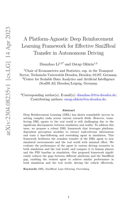 Pdf A Platform Agnostic Deep Reinforcement Learning Framework For