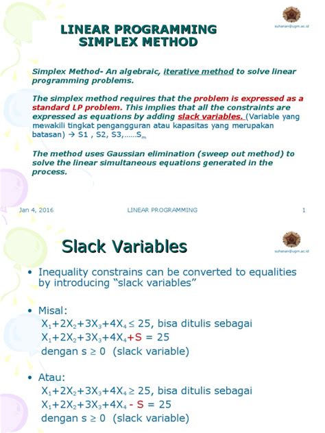 linear programming simplex methode pdf