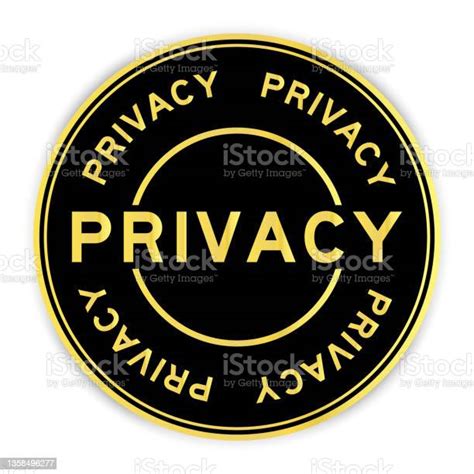 흰색 배경에 단어 개인 정보 보호와 블랙과 골드 색상 라운드 라벨 스티커 개념에 대한 스톡 벡터 아트 및 기타 이미지 개념 개념과 주제 구름 Istock