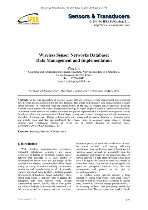 pdf wireless sensor networks database data management and implementation