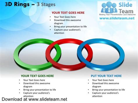 3 D Pieces Of Rings Circles Connected Interconnected Linked 3 Stages