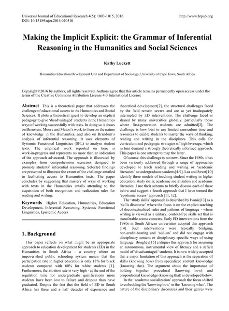 Pdf Making The Implicit Explicit The Grammar Of Inferential